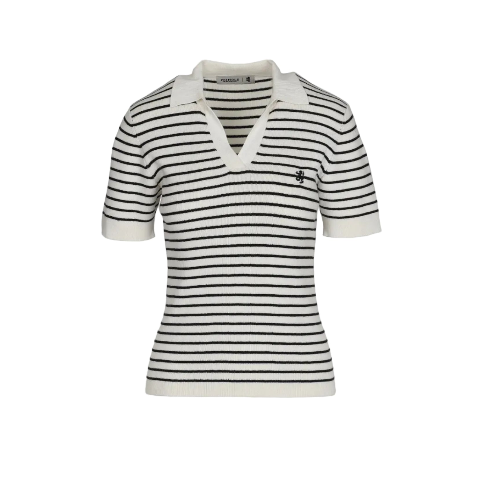 Pringle Maeve Rib Knit Stripe Golfer PR112158-MILK