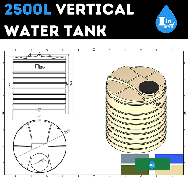 Lin Water Tank 2500 Litre Grey