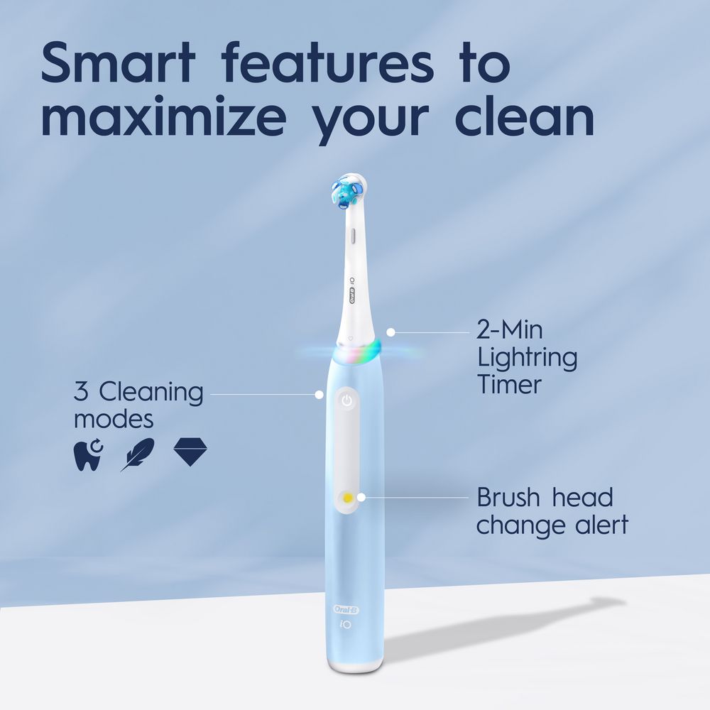 Oral-B iO Series 3 Rechargeable Electric Toothbrush, 3 Smart Modes Blu